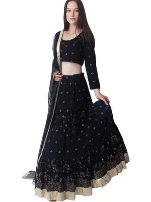 RAAS Asha Sequins Embroidered Lehenga Choli Set - Black And Gold