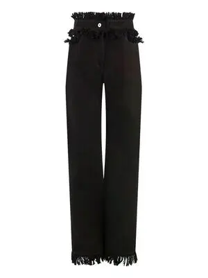 FERRAGAMO Fringed Straight-leg Jeans - Black