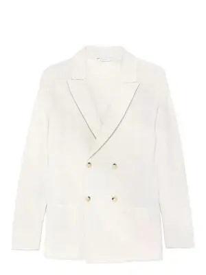 MANUEL RITZ Manuel Ritz Textured Double-Breasted Blazer