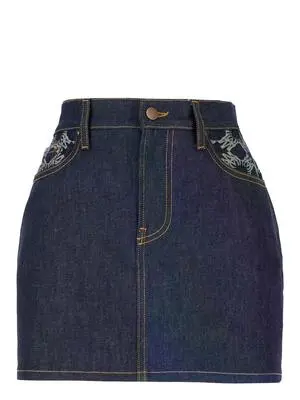 AMIRI AMIRI Monogram-Print Denim Skirt