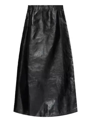 Marni Pleated Leather Maxi Skirt - Black