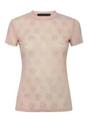 Philipp Plein Pure Monogram Strass T-shirt - Pink