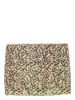 Oseree Leopard-print Mini Skirt - Gold