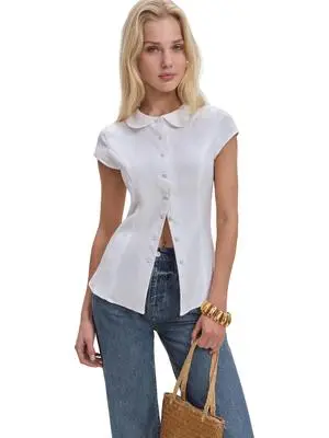 REFORMATION Molly Linen Shirt Ivory
