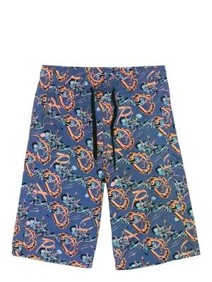A.p.c. Abstract-print Deck Shorts - Blue