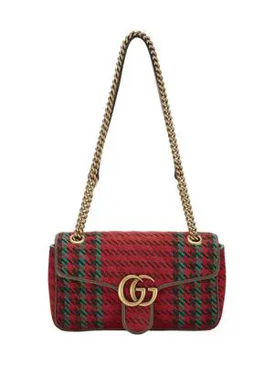 GUCCI Houndstooth Wool Marmont Shoulder Bag Small