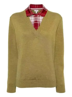 Loewe Layered Knitted Jumper - Green