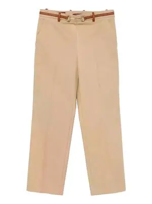 Gucci Horsebit-detail Cotton Trousers - Neutrals