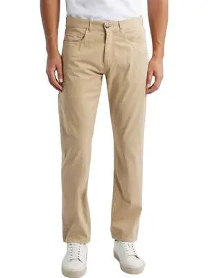 Canali Regular Fit 5-pocket Cotton Stretch Twill Pants - Beige