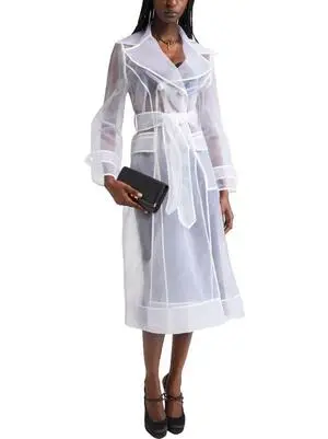 Dolce & Gabbana Technical Organza Trench Coat - W0800 Bianco Ottico