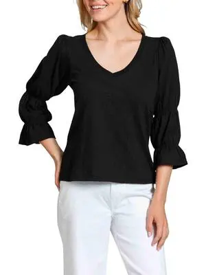 APNY Renaissance Sleeve Cotton Slub Top - Black