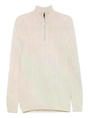 N.peal Albemarle Cable Half Zip Sweater - Neutrals