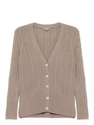 N.peal Clara Cable V-neck Cardigan - Brown
