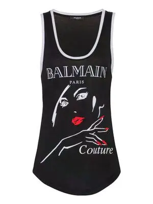 Balmain Graphic-print Tank Top - Black