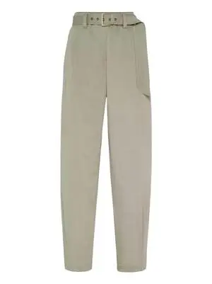 Brunello Cucinelli Belted Gabardine Trousers - Green