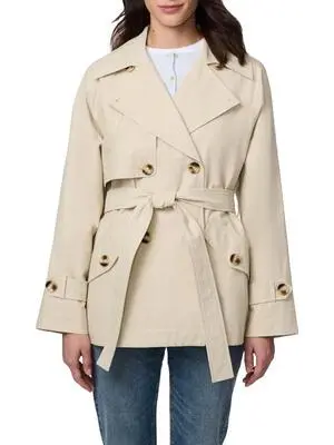 Bernardo Bernardo Short Belted Trench Coat Bone Cloud