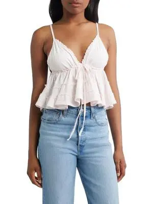 BDG URBAN OUTFITTERS Frill Babydoll Crop Camisole - Pink