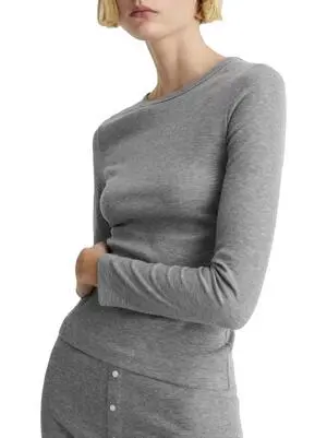 Mango Rib Long Sleeve T-shirt - Grey