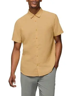 Prana Lindores Hemp Blend Short Sleeve Button-up Shirt - Pollen