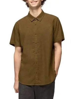 Prana Lindores Hemp Blend Short Sleeve Button-up Shirt - Retro Olive