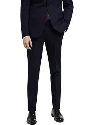Mango MANGO Turin Virgin Slim Fit Wool Pants Dark Navy