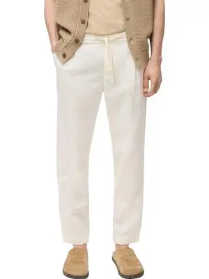 Mango MANGO Slim Fit Linen & Cotton Drawstring Pants White