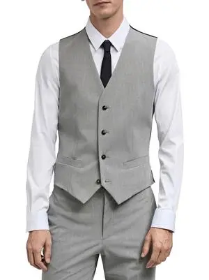 Mango Paris Superslim Fit Stretch Suit Vest - Grey