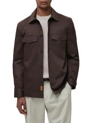 Mango Regular Fit Cotton Blend Button-up Overshirt - Chocolate