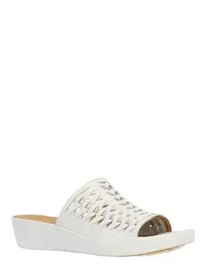 L'AMOUR DES PIEDS L'Amour Des Pieds Cyra Platform Wedge Slide Sandal White/ Gold
