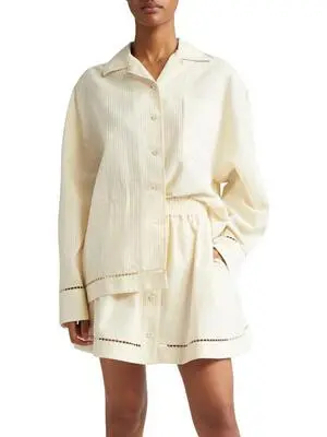 GOLDEN GOOSE Oversized Pajama-inspired Button-up Shirt - Shortbread