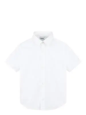 Hugo Boss Solid Short Sleeve Cotton Button-up Shirt - White