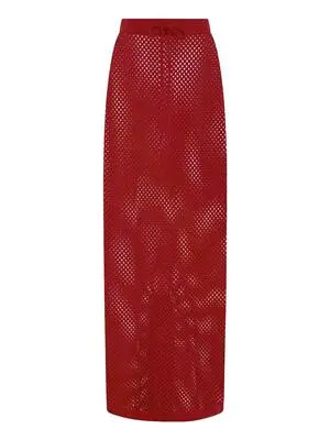 Rosetta Getty Mesh Midi Skirt - Red
