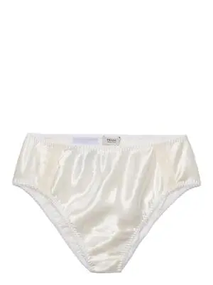 Prada Lace-trimmed Satin Panty - White