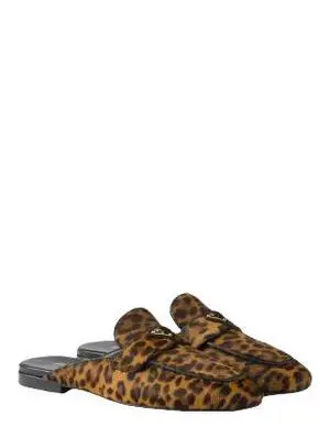 Prada Leopard-print Leather Mules - Honey