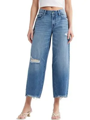 HIDDEN JEANS Baggy Distressed Wide Leg Jeans - Dk Wash