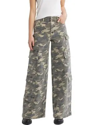 HIDDEN JEANS Wide Leg Cargo Pants - Camo