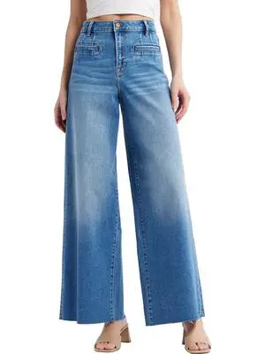 HIDDEN JEANS Welt Pocket High-rise Wide-leg Jeans - Dark Wash