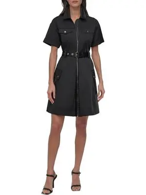 Dkny DKNY Front Zip Shirt Dress Black