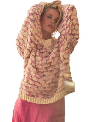 BTB LOS ANGELES Lola Honeycomb Sweater - Magenta Multi