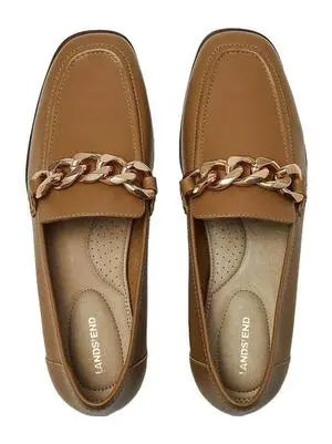 LANDS' END Chain Leather Loafers - Honey Beige Leather
