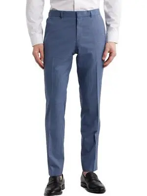BOSS Genius Slim Fit Microcheck Dress Pants - Medium Blue