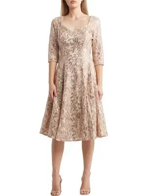 TAHARI ASL Tahari ASL Bead & Sequin A-Line Dress
