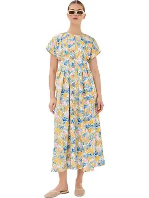 KIKA VARGAS Dena Floral Print Midi Dress - Green