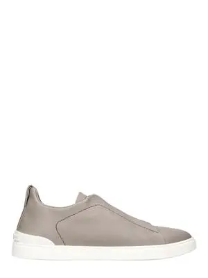 Zegna Zegna Triple Stitch Secondskin Leather Slip-On Sneakers Grey