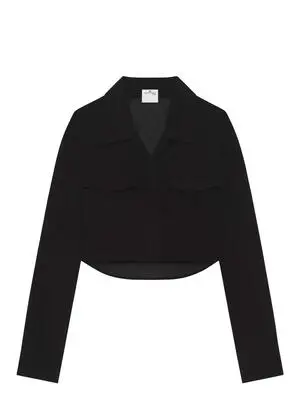 COURREGES Cropped Cotton Shirt - Black