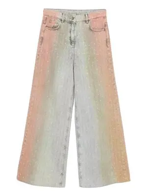 Patrizia Pepe Rhinestone-embellished Wide Leg Jeans - Grey