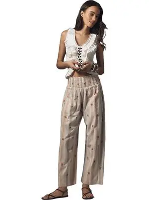 PILCRO Pilcro Reese Printed Smocked Barrel Pants Multicolor