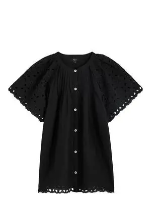 Rails Cerise Eyelet-embroidered Cotton Blouse - Black