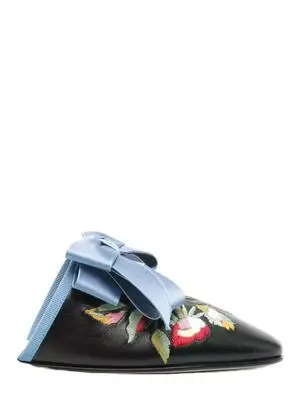 Valentino Garavani Floral-embroidered Mules - Black