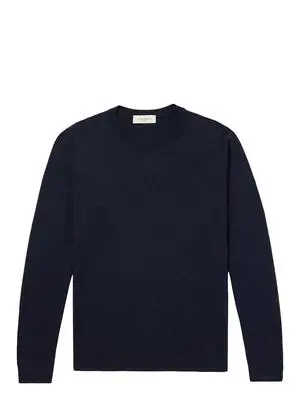 PIACENZA CASHMERE 1733 Silk And Cotton-blend Crewneck Sweater - Blue